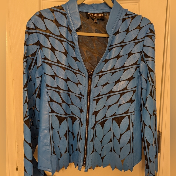 Vintage | Jackets & Coats | Vintage Erin Leather Turquoise Floating ...